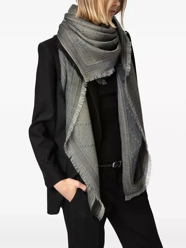Zadig&Voltaire Glenn Monogram Metallic Scarf - Grey