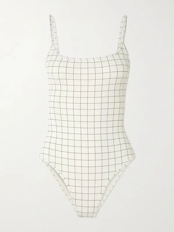 TOTEME Windowpane One Piece Swimsuit - White