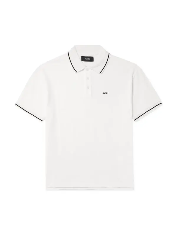 Amiri Logo-embroidered Cotton-piqué Polo Shirt - White