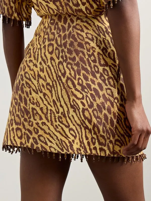 Zimmermann Coco Bead-embellished Leopard-print Mini Skirt