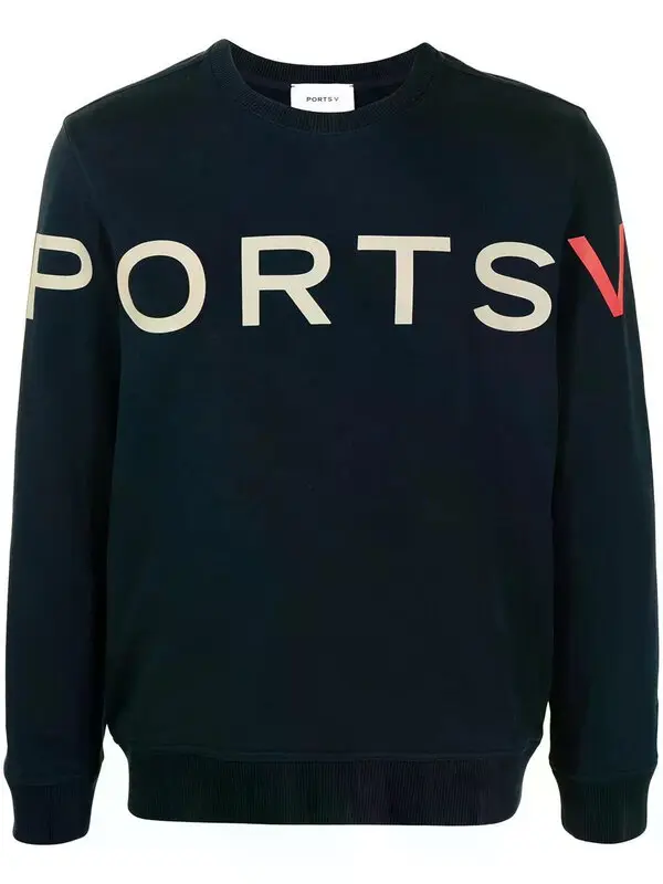 PORTS V Logo-print Cotton Sweatshirt - Blue