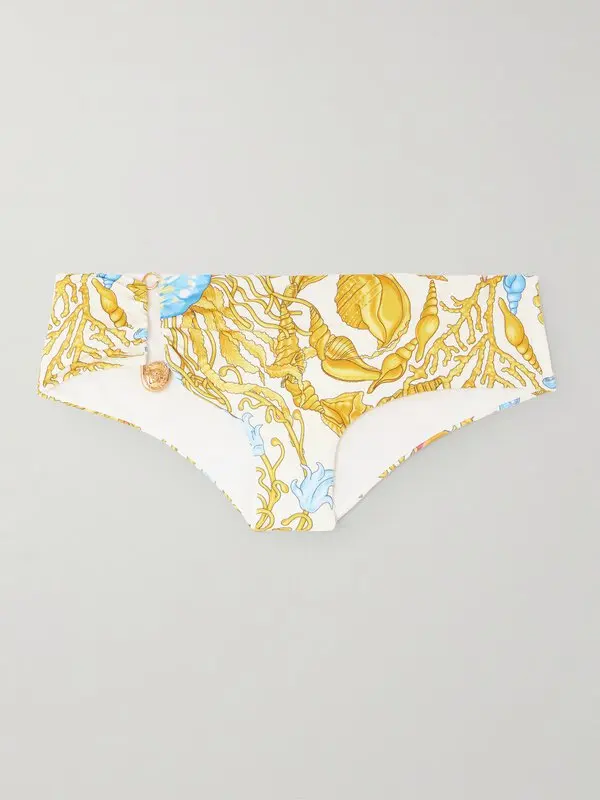 Versace Embellished Printed Bikini Briefs - White
