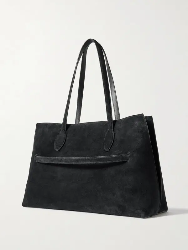 TOTEME Lounge Large Leather-trimmed Suede Tote - Black