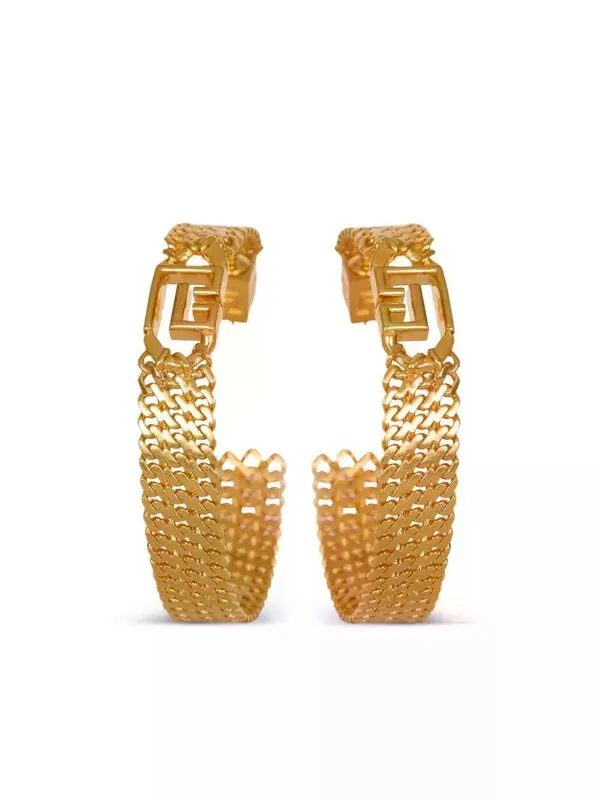 Balmain Engraved Logo Hoop Earrings