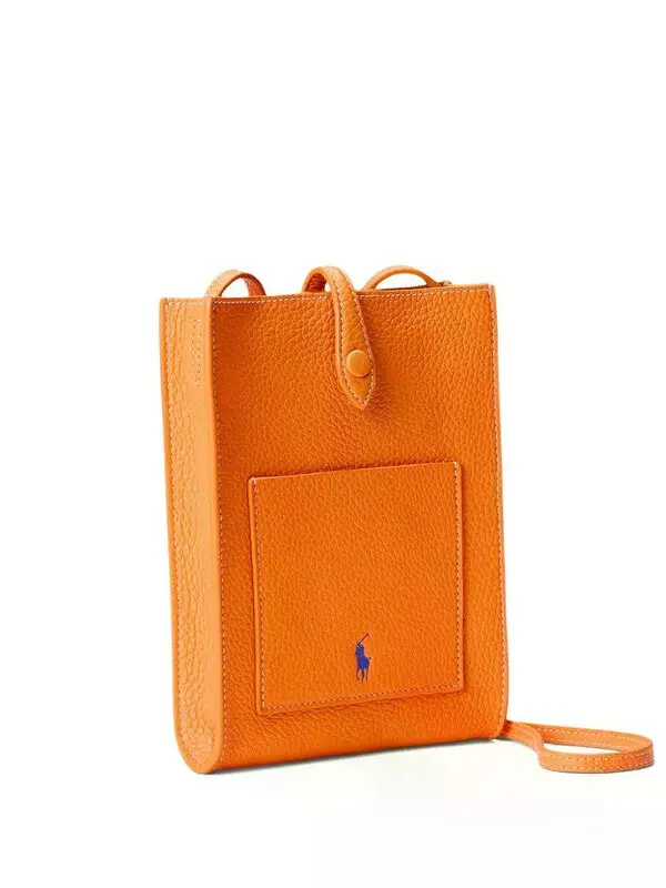 Polo Ralph Lauren Textured Leather Crossbody Bag - Orange
