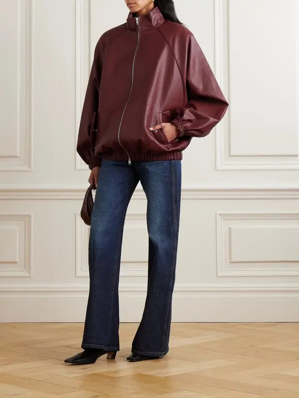 THE FRANKIE SHOP Senta Oversized Bomber Jacket - Burgundy