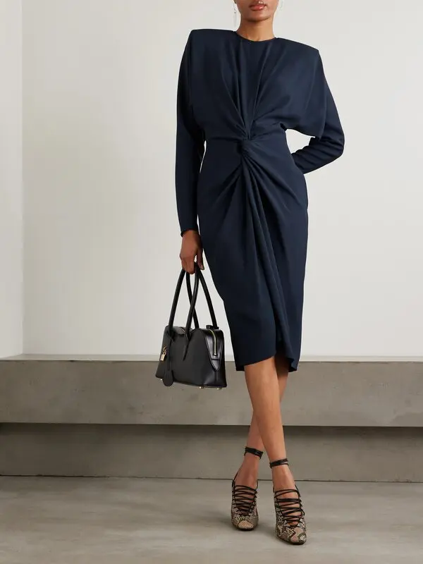 Stella McCartney Twist-front Crepe Midi Dress - Blue