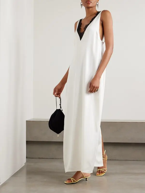 Stella McCartney Lace-trimmed Satin Midi Dress