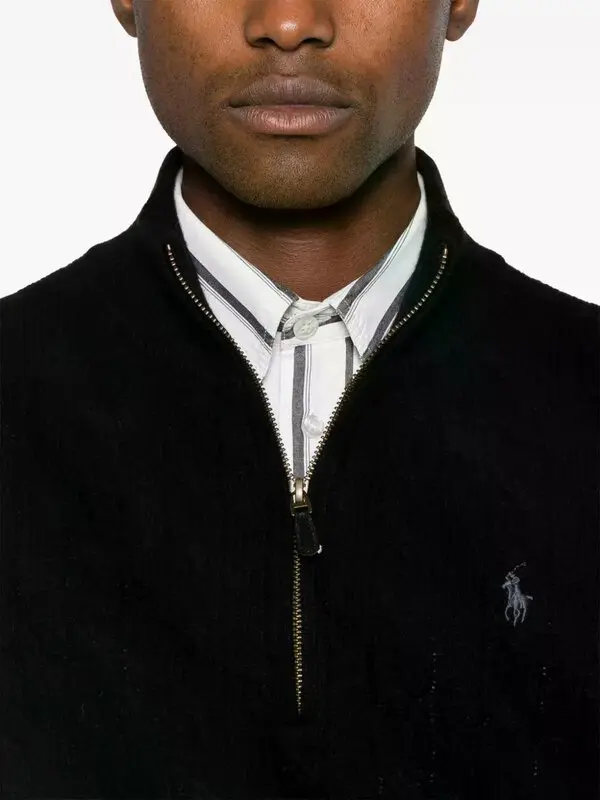 Polo Ralph Lauren Cable-knit Wool-cashmere Blend Sweater - Black
