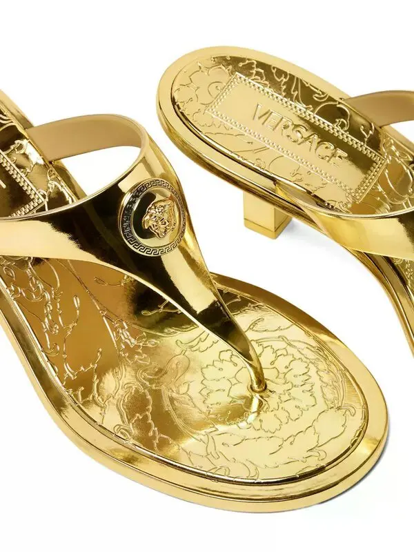 Versace Alia Metallic Sandals - Gold