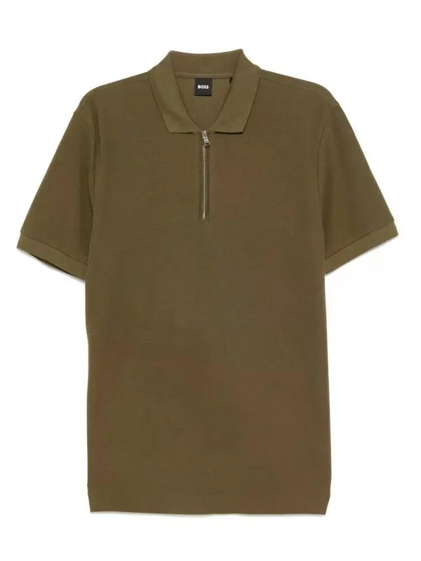 BOSS Zip-up Polo Shirt - Green