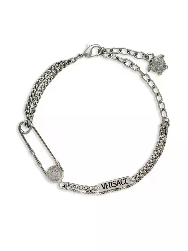 Versace Logo-engraved Bracelet - Silver