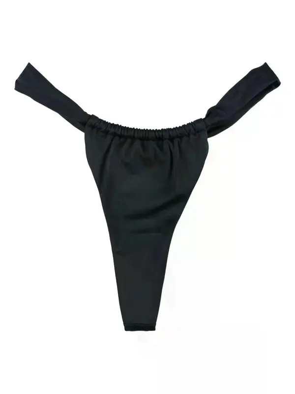 LET'S SWIM Ruched Bikini Bottom - Black