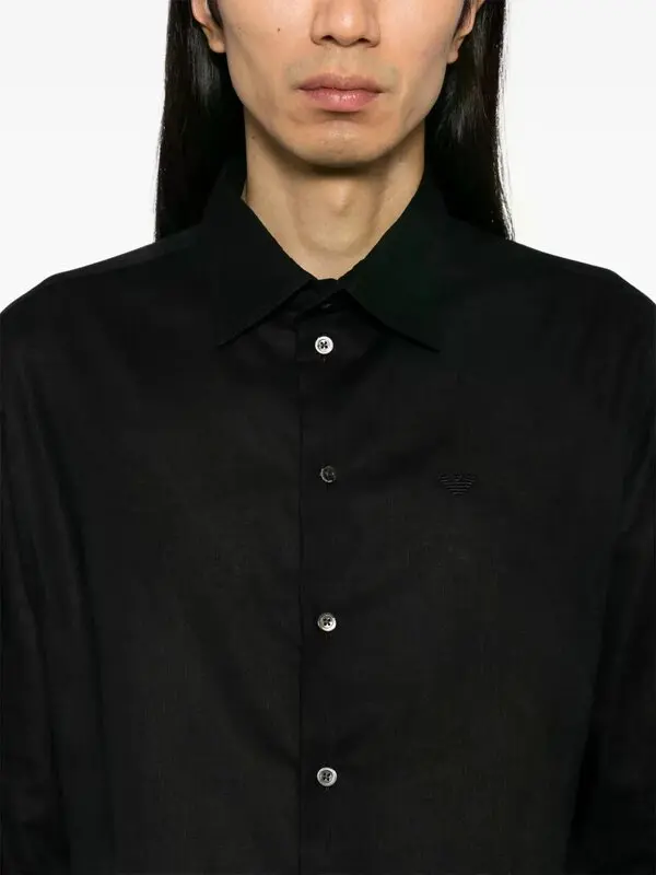 Emporio Armani Logo-embroidered Shirt - Black