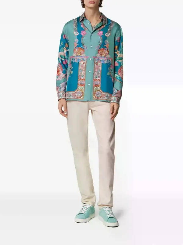 Versace Coral Theatre Silk Shirt - Green