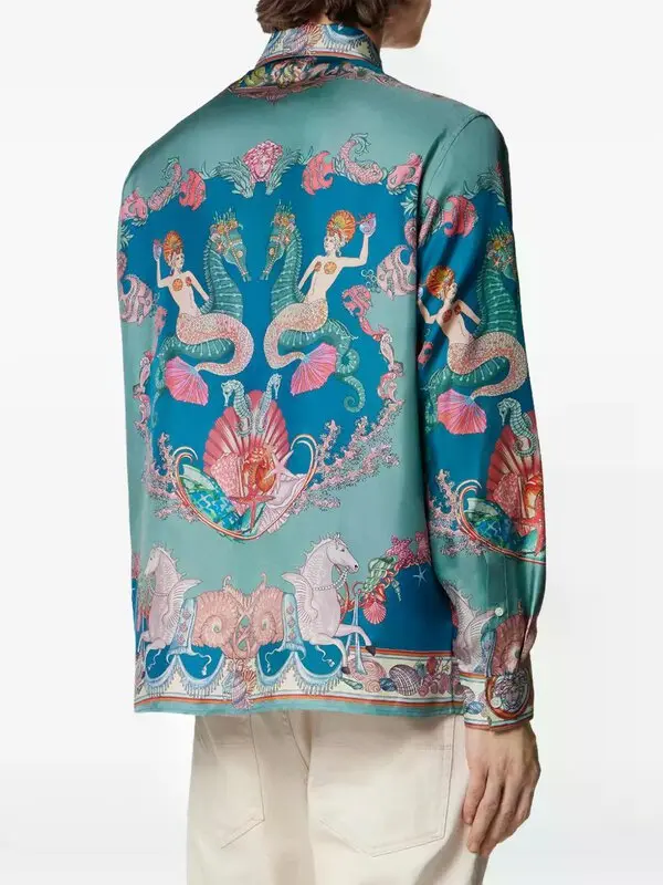 Versace Coral Theatre Silk Shirt - Green