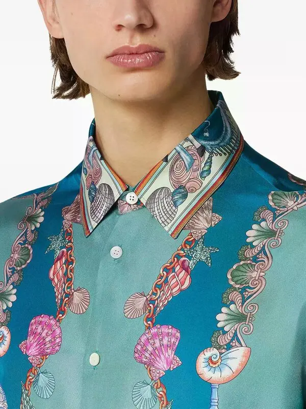 Versace Coral Theatre Silk Shirt - Green