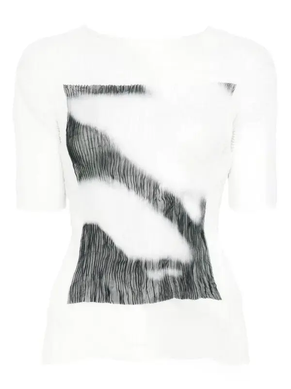 Issey Miyake Pleated Top - White