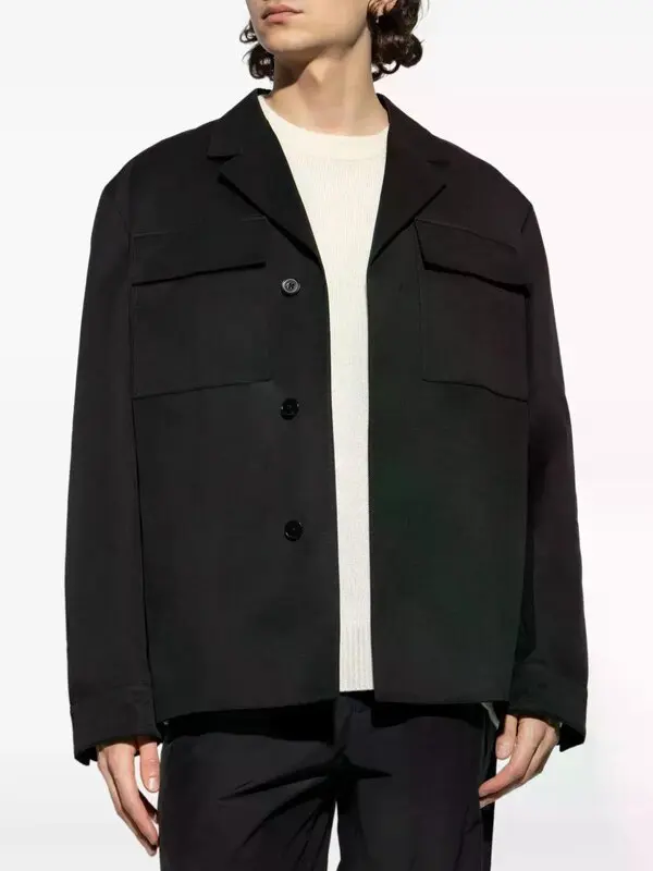 JIL SANDER Button-up Cotton Jacket - Black