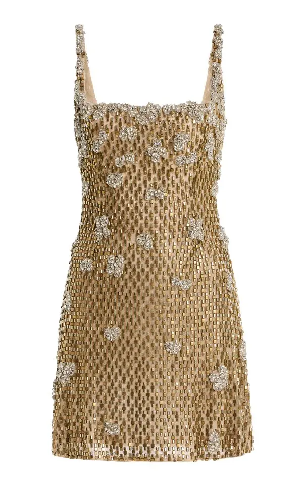 Rachel Gilbert Solana Embellished Tulle Mini Dress - Gold