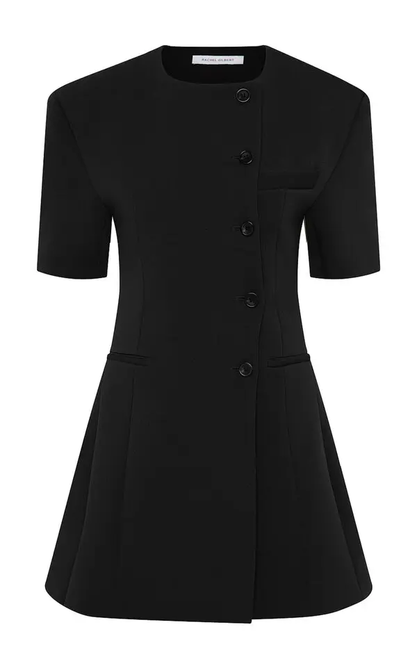 Rachel Gilbert Sergio Button-up Mini Dress - Black