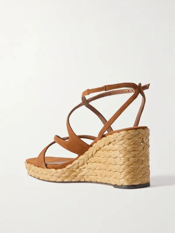 JIMMY CHOO Ayla 85 Suede Platform Espadrilles - Brown