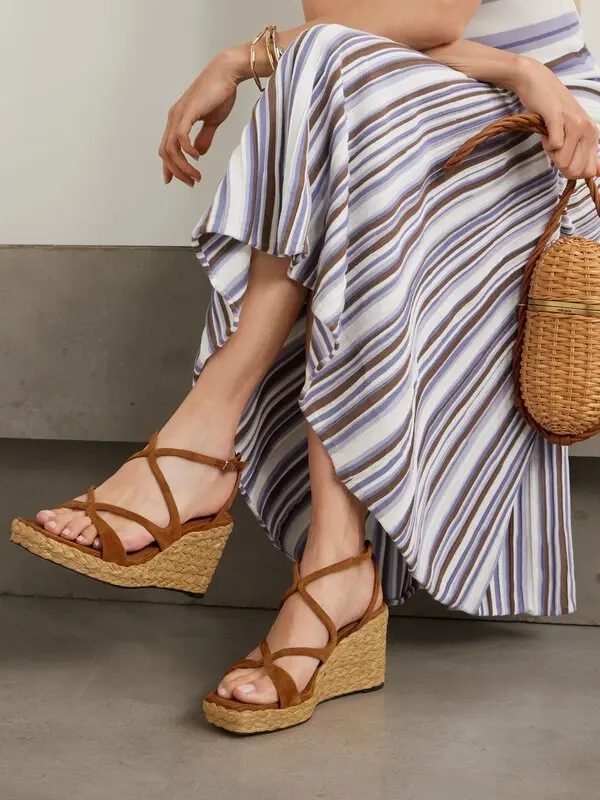 JIMMY CHOO Ayla 85 Suede Platform Espadrilles - Brown