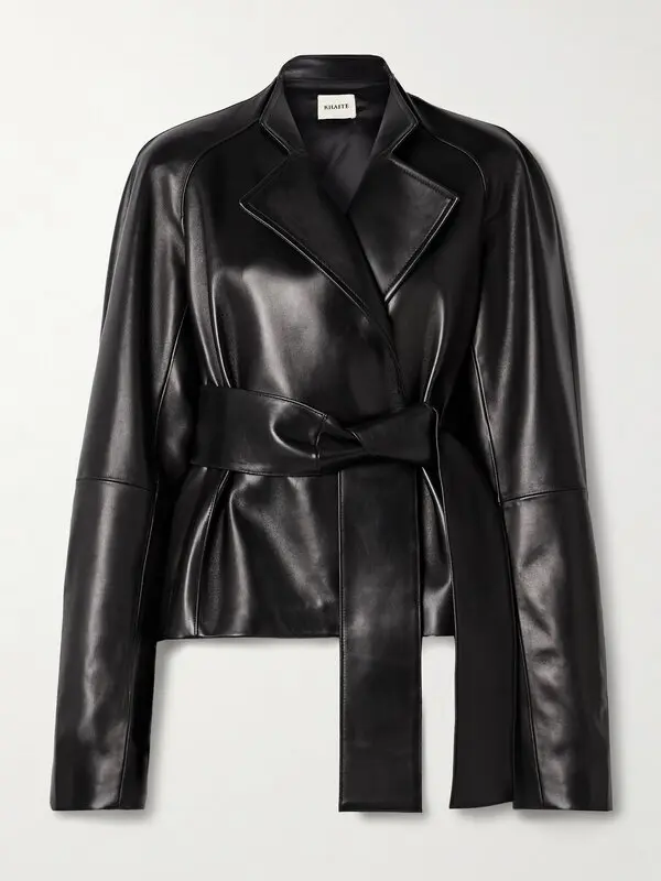 Khaite Edith Asymmetric Belted Leather Jacket