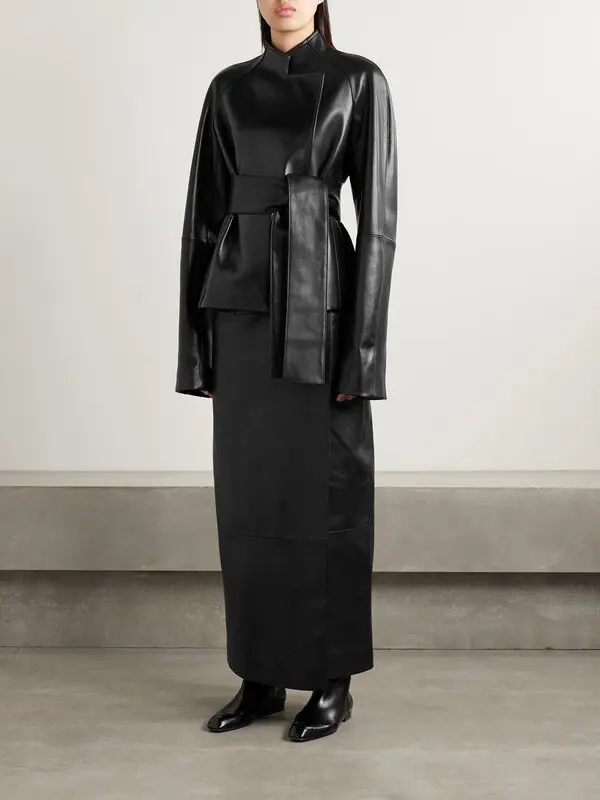 Khaite Edith Asymmetric Belted Leather Jacket