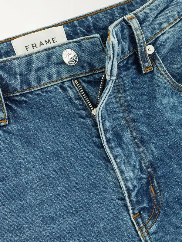 FRAME The Ruler Crop Frayed High-rise Slim-leg Jeans