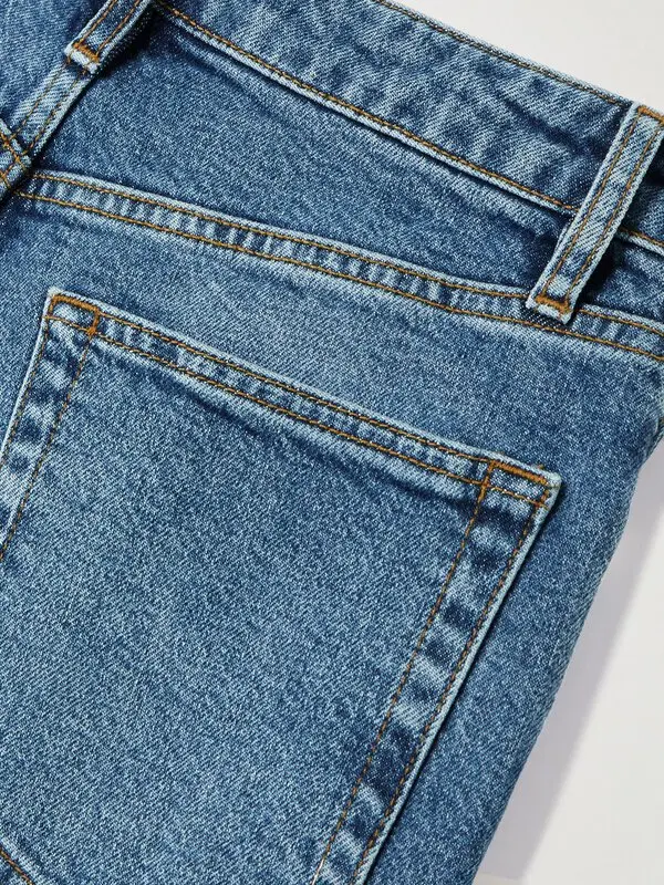 FRAME The Ruler Crop Frayed High-rise Slim-leg Jeans