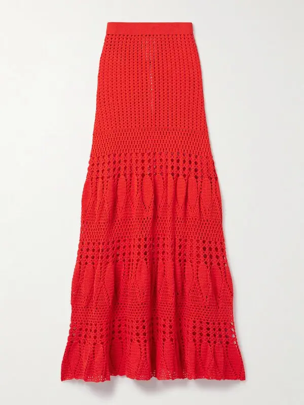 Escvdo Reflejo Crocheted Cotton Maxi Skirt