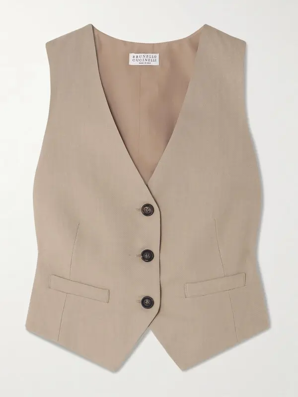 Brunello Cucinelli Bead-embellished Twill Vest