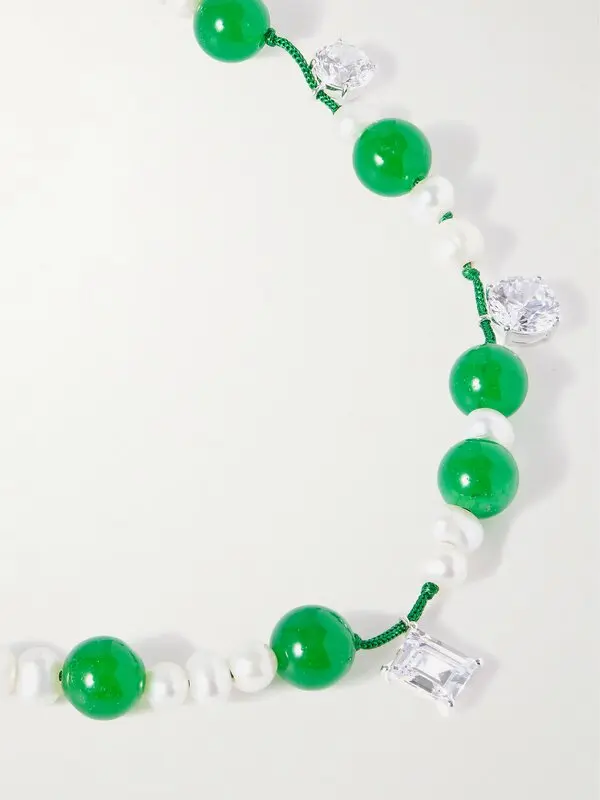Completedworks Silver-tone Pearl, Bead And Crystal Necklace - Green