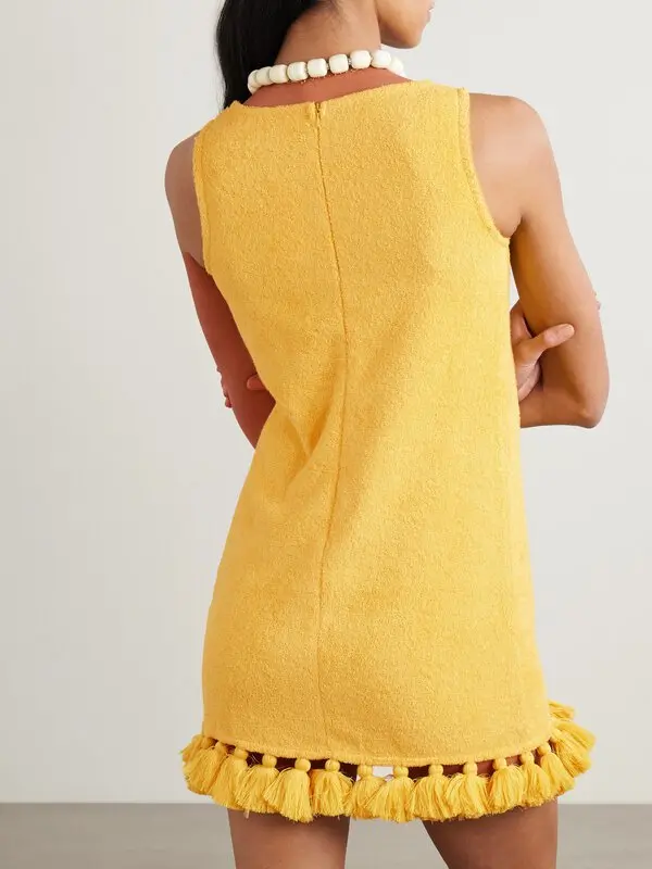 cap d'antibes tasseled cotton-terry mini dress Cap D'Antibes Tasseled Cotton-Terry Mini Dress In Yellow - 40% Off