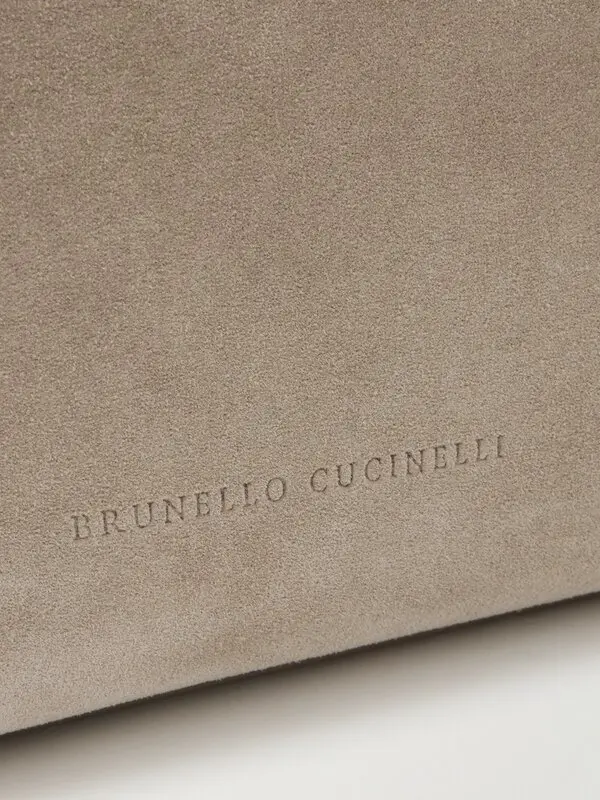 Brunello Cucinelli Leather-trimmed Suede Clutch - Gray