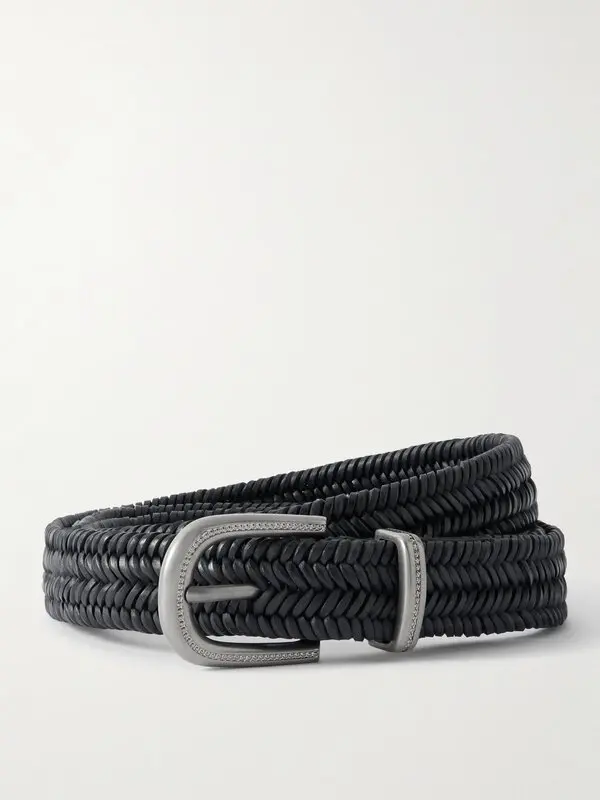 Brunello Cucinelli Woven Leather Belt - Black