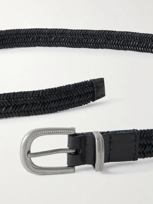 Brunello Cucinelli Woven Leather Belt - Black