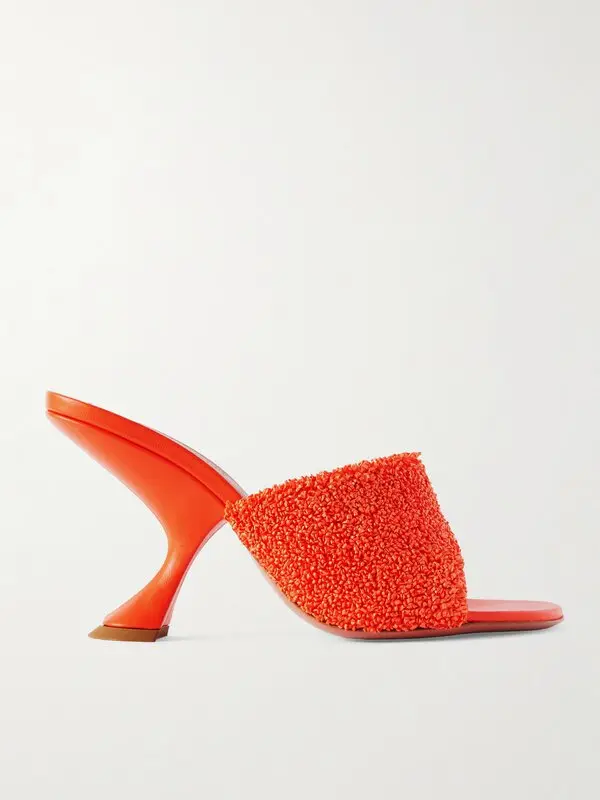 Amina Muaddi Taylor Raffia Mules - Orange