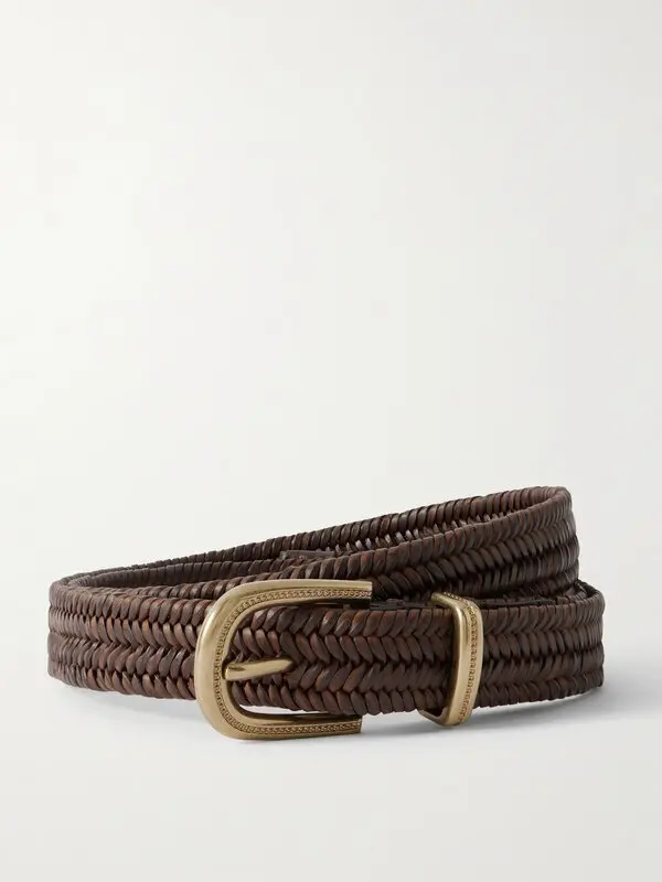 Brunello Cucinelli Woven Leather Belt - Brown