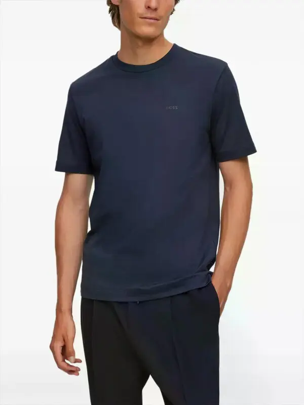BOSS Cotton-jersey T-shirt With Logo Detail - Blue