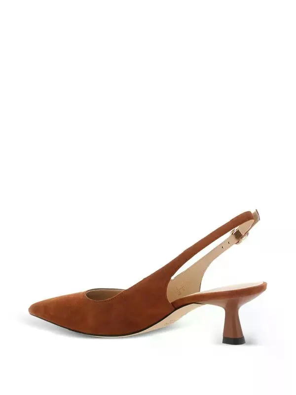 STUART WEITZMAN Suede Slingback Sandals With Adjustable Buckle - Brown