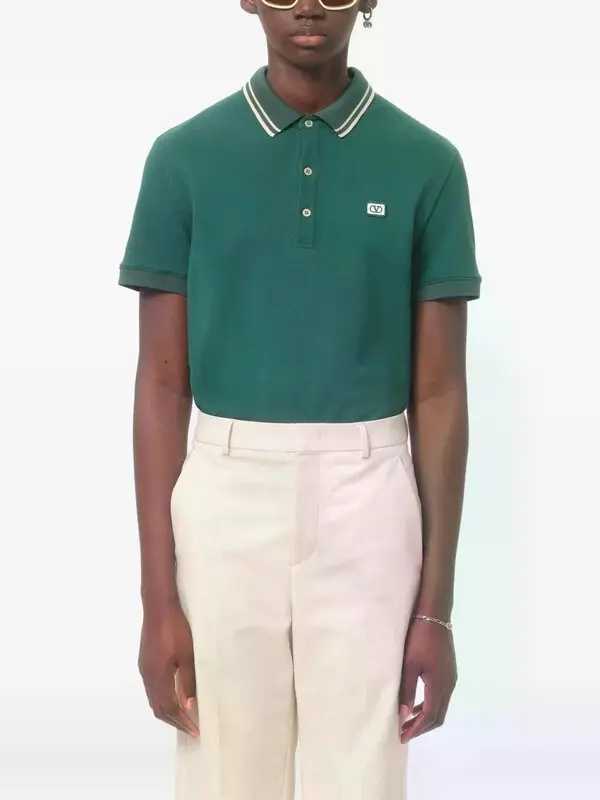 Valentino Garavani Contrast-collar Polo Shirt - Green