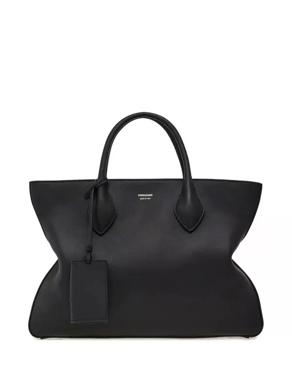 FERRAGAMO Monogram Structured Tote Bag - Black