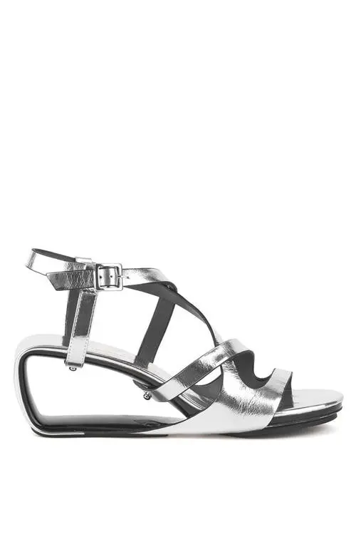 United Nude Mobius Sia Mid Strappy Sandals - Silver