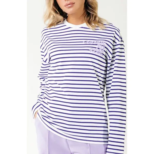 COLOURFUL REBEL Logo Wave Stripe Longsleeve Tee - Purple