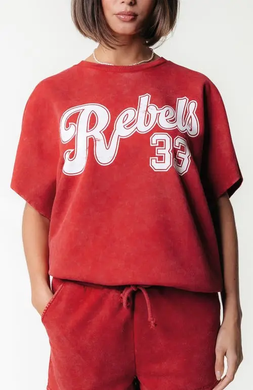 COLOURFUL REBEL Rebels 33 Acid Wash Dropped Shoulder Short Sleeve Sweatshirt