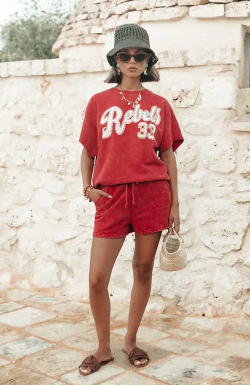 COLOURFUL REBEL Rebels 33 Acid Wash Dropped Shoulder Short Sleeve Sweatshirt