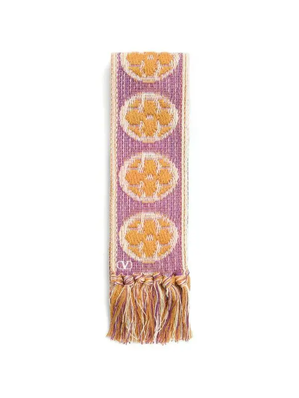 Valentino Garavani Antibes Cotton Scarf With Fringe - Pink
