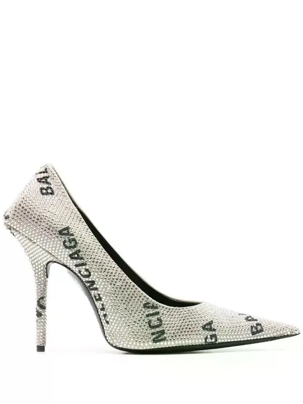 Balenciaga 110mm Square Knife Pumps - Silver